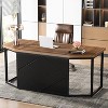 Tribesigns 62.99 Inch Arc-shaped Executive Desk, Brown And Black : Target