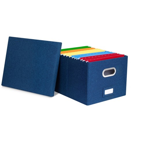 Birdrock Home 1-pack Collapsible File Storage Organizer With Lid - Navy ...