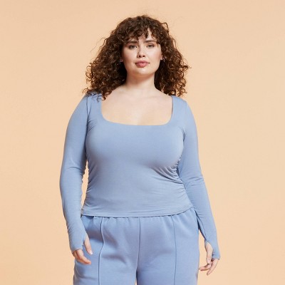 Blogilates Women's Love Story Long Sleeve Top - Steel Blue 2x : Target