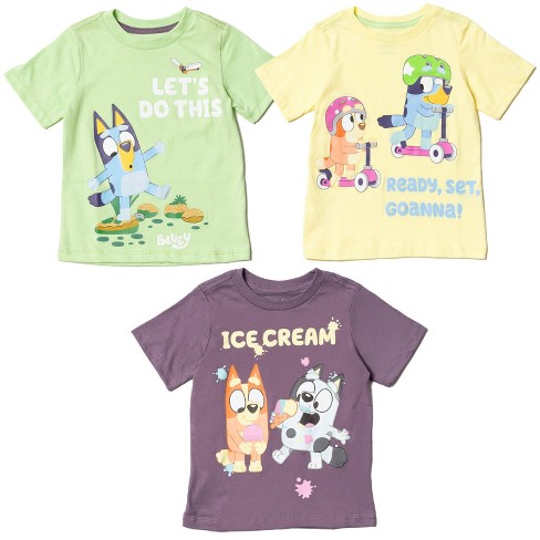 Bluey Bingo Big Boys 3 Pack T-shirts Grey / Yellow / Green 8 : Target