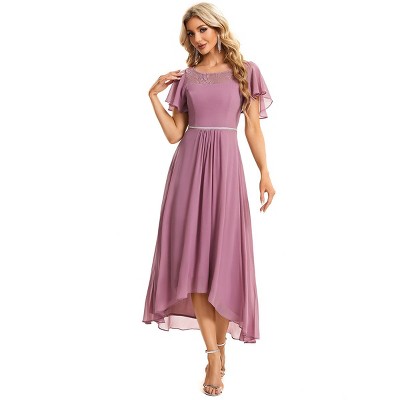 Purple Orchid Women's Asymmetrical Hem Bridesmaid Dress Ep00465, 12 ...