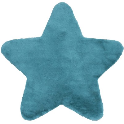 Well Woven Faux Fur Shag Super Soft Mat 5'2" Star Light Blue Area Rug ...
