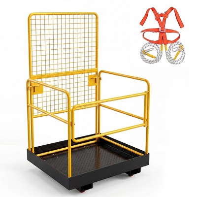 Forklift Safety Cage, 1400 LBS Yellow Capacity Forklift Work Platform ...