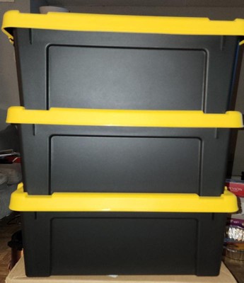 Iris 11.75gal 3pk Heavy Duty Plastic Utility Storage Bin For Garage And ...