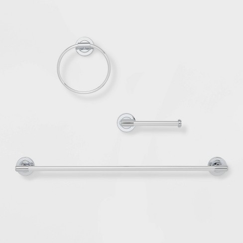 3pc Clean Bath Hardware Set Chrome - Threshold™: Includes Towel Ring ...