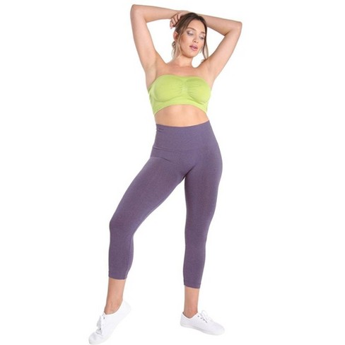 Memoi High Waisted Control Seamless Shapewear Leggings Heather Purple ...