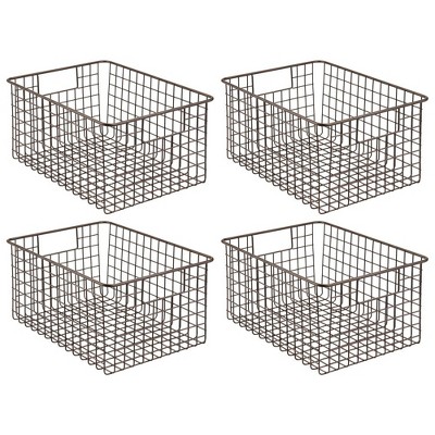 mDesign Metal Wire Storage Basket Bin with Handles for Closets, 4 Pack ...