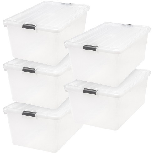 Iris Usa 5pack 68qt/17gal Clear View Plastic Storage Bin With Lid : Target