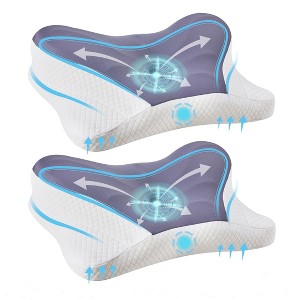 JIONJOY 2-Pack White Ergonomic Cervical Memory Foam Pillow for Neck ...