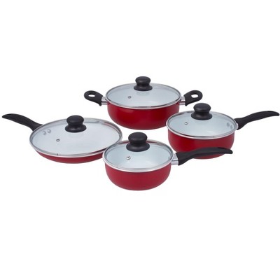 Lexi Home 8-piece Ceramic Non-stick Cookware Set - Red, White : Target