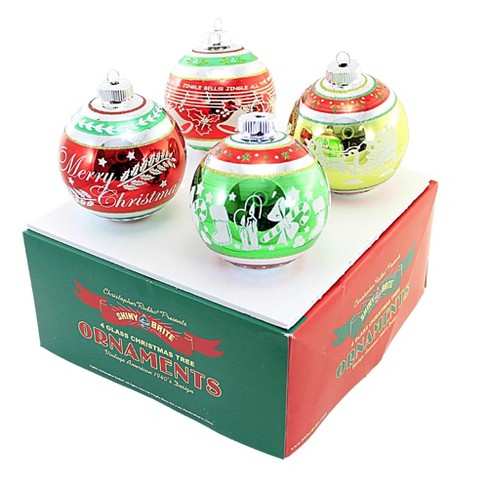 Shiny Brite 4.0 Inch Holiday Splendor Flocked Rounds. Christmas ...