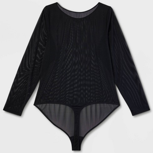 Women's Mesh Long Sleeve Bodysuit - Auden™ Black 1x : Target