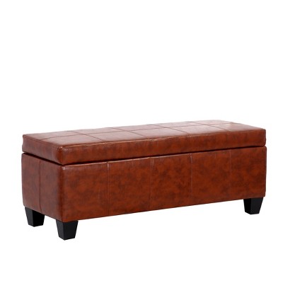 Westintrends 42" Storage Ottoman Bench For Living Room Bedroom, Brown ...