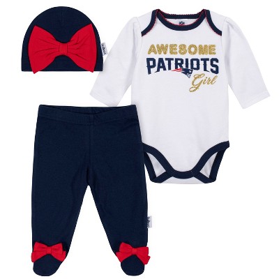 Gerber Nfl 3-piece Baby Girls' New England Patriots Bodysuit, Footed ...