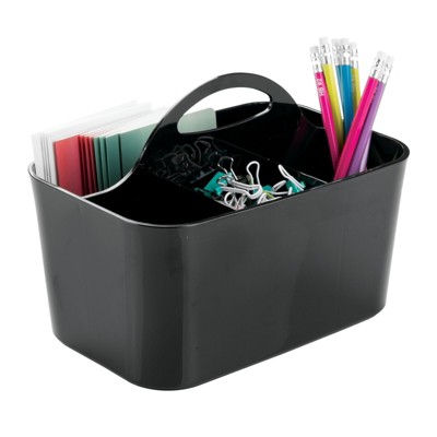 mDesign Plastic Storage Caddy Tote for Desktop Office Supplies, Small ...