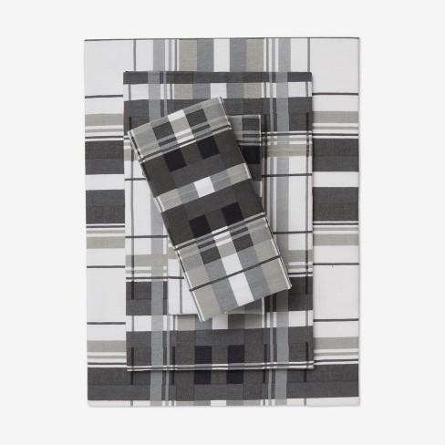 Brylanehome Cotton Flannel Print Sheet Set - Twin, Gray Plaid : Target