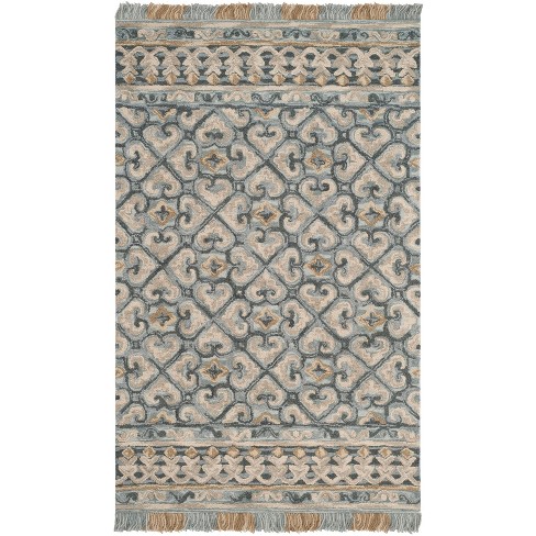 Blossom Blm420 Hand Tufted Area Rug - Light Beige/blue - 5'x8 ...