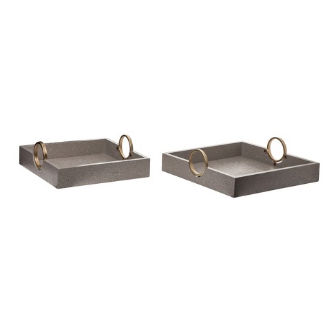 Vip Wood 13.78 In. Gray Trays Set Of 2 : Target