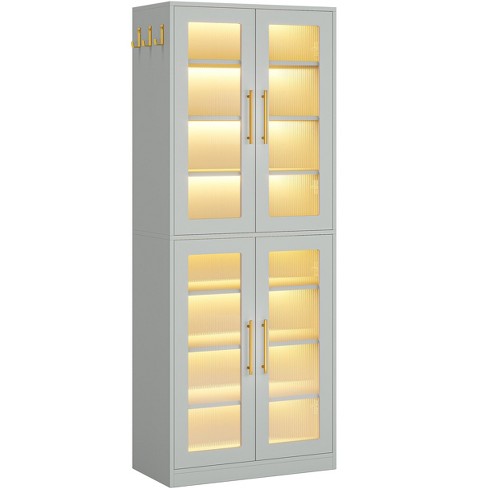 Tribesigns Shoe Cabinet With Led Lights, 8-tier Shoe Organizer Storage ...