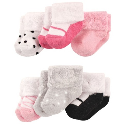 Luvable Friends Baby Girl Newborn And Baby Socks Set Pink Black Shoes 0 3 Months Target