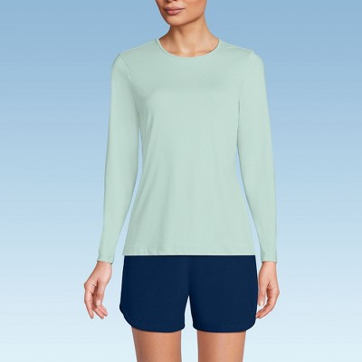 Lands' End Women's Long Sleeve Relaxed Upf 50 Rash Guard - Large - Mint ...