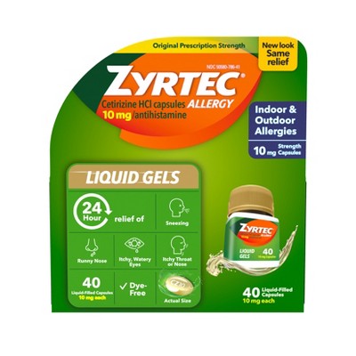 Zyrtec 24 Hour Allergy Relief Capsules - Cetirizine Hcl - 40ct : Target