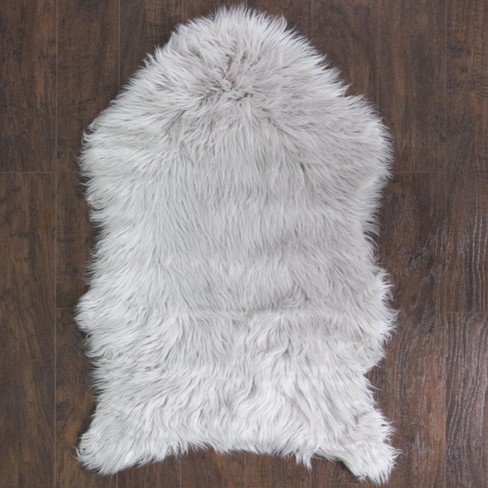 Fluffy Faux Fur Accent Rug 3' X 2', Silver : Target