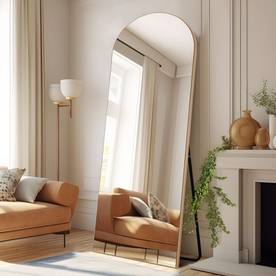 23 In W X 67 In H Oversized Arch Wood Full Length Black Wall Mounted ...