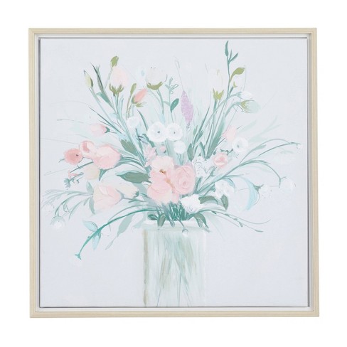 Canvas Floral Bouquet Framed Wall Art With Tan Frame - Olivia & May ...
