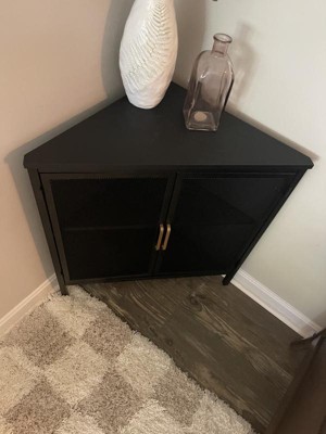 Mesh Corner Cabinet Black - Threshold™: Sleek Metal Storage With Golden ...