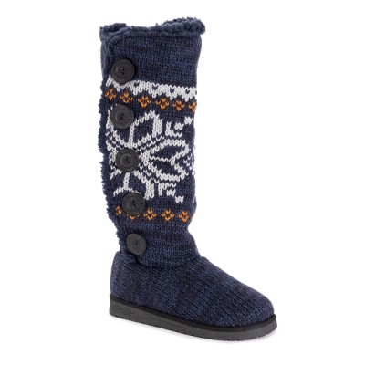 Essentials By Muk Luks Women's Malena Boots - Navy Snowflake, 8 : Target
