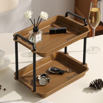 2-Tier / 3-Tier Stainless Steel & Wood Serving Rack with Handles : Target