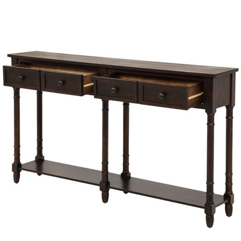 Console Table With Two Storage Drawers And Bottom Shelf Espresso ...