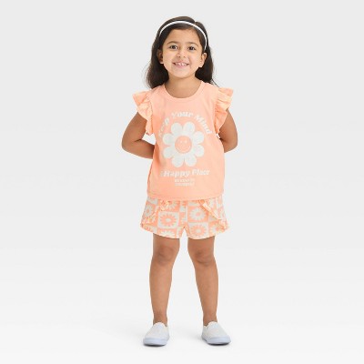 Grayson Mini Toddler Girls' Floral T-shirt + Shorts Set - Orange : Target
