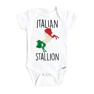 Italian Stallion Onesie® Baby Boy Girl Clothes Infant Bodysuit Funny Cute Newborn GS1 White ...
