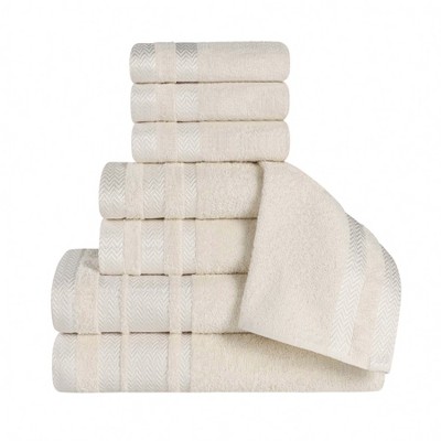 Cotton Medium Weight 8 Piece Bathroom Towel Set, Ivory - Blue Nile ...