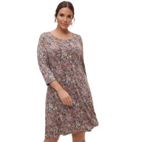 Ellos Women's Plus Size Madison Knit Three-quarter Sleeve Dress - 3x ...