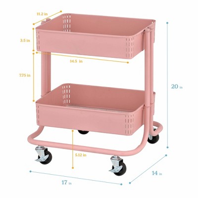 Ecr4kids 2-tier Metal Rolling Utility Cart - Mobile Storage Organizer ...