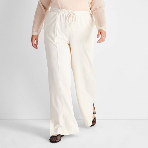 Women's Mid-rise Knit Track Pants - Future Collective Cream 2x : Target