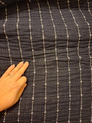 Full/queen Yarn Dye Crinkle Grid Quilt Moss Green - Threshold™: Cotton ...