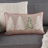 12"x20" Oversize Holiday Embroidered Trees With Bells Lumbar Throw ...