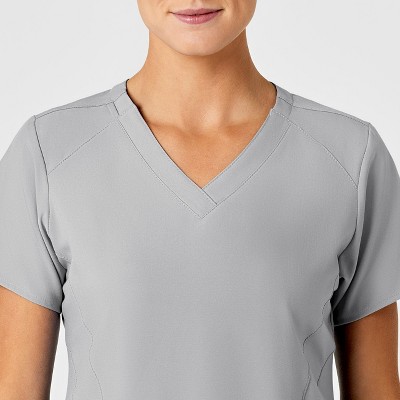 Wink Women's Stylized V-neck Scrub Top, Grey, Xxs : Target