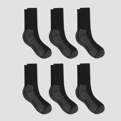 Hanes Men's Work Crew Socks 6pk - Black 6-12 : Target