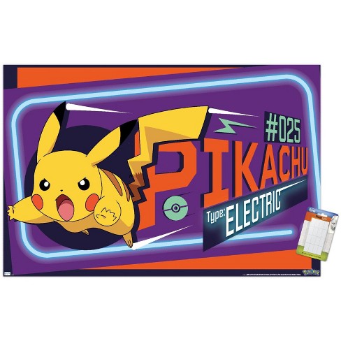 Trends International Pokémon - Neon Pikachu Unframed Wall Poster Print ...
