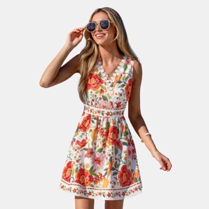 Cupshe Women's Summer Boho Floral V-Neck Sleeveless Sundress : Target