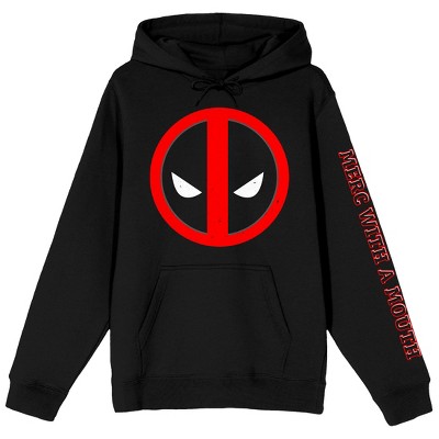 Deadpool Classic Logo Merc With A Mouth Long Sleeve Black Adult Hooded ...