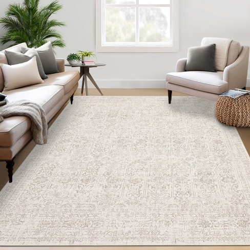 Vintage Area Rug Washable Rug Floral Bedroom Rugs Indoor Non Slip Low ...