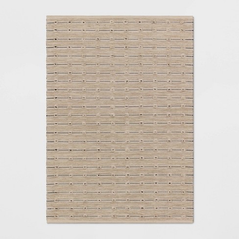 5 x7 Woven Striped Flatweave Rug Black cream Threshold Handmade Cotton Jute Low Pile Indoor Area Rug Target
