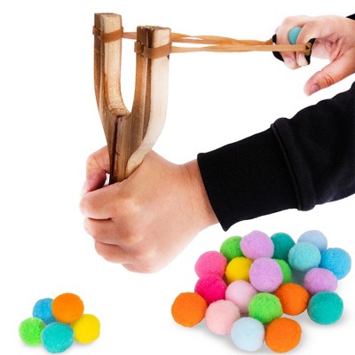ArtCreativity Wooden Slingshot Toy with 20 Soft Balls, Outdoor Catapult ...
