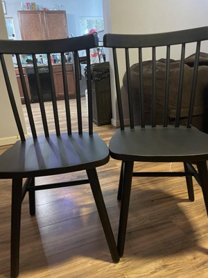 Flash Furniture Ingrid Set Of 2 Commercial Grade Windsor Dining Chairs Solid Wood Armless Spindle Back Restaurant Dining Chairs In Black Target
